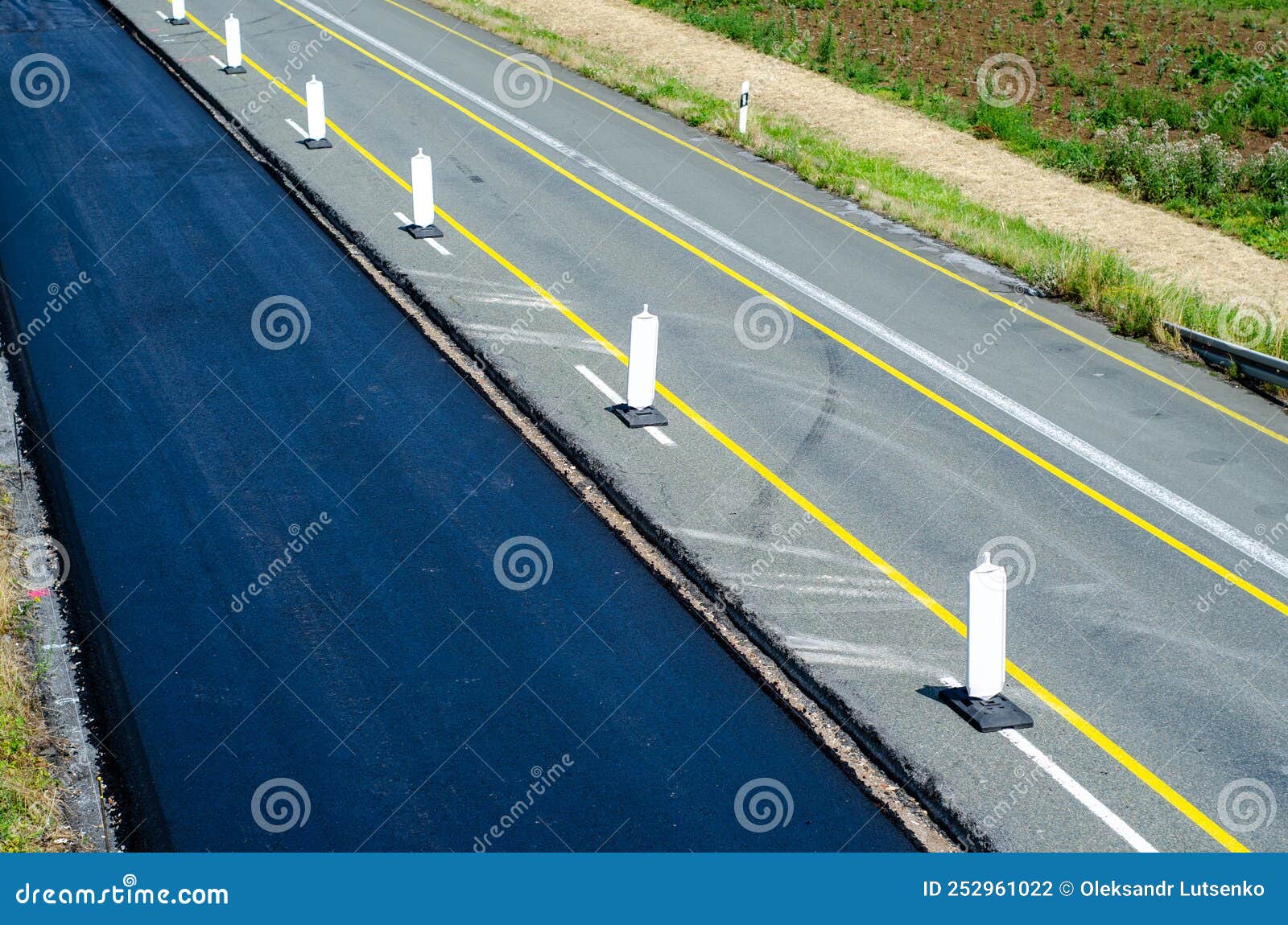 Top View of Road Construction and Widening Stock Photo - Image of cars ...