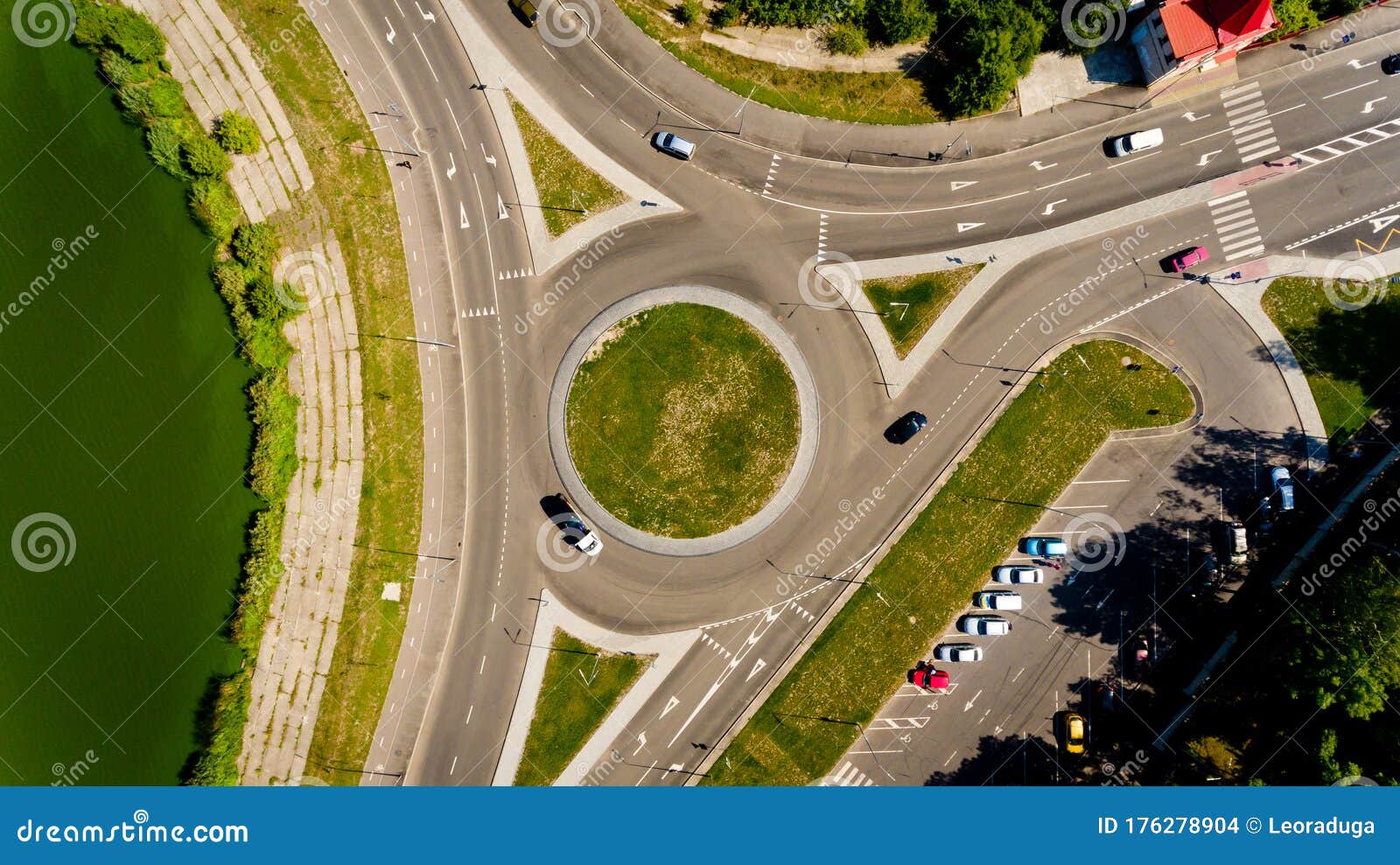 Top View of the Road Junction. Stock Photo - Image of city, green ...