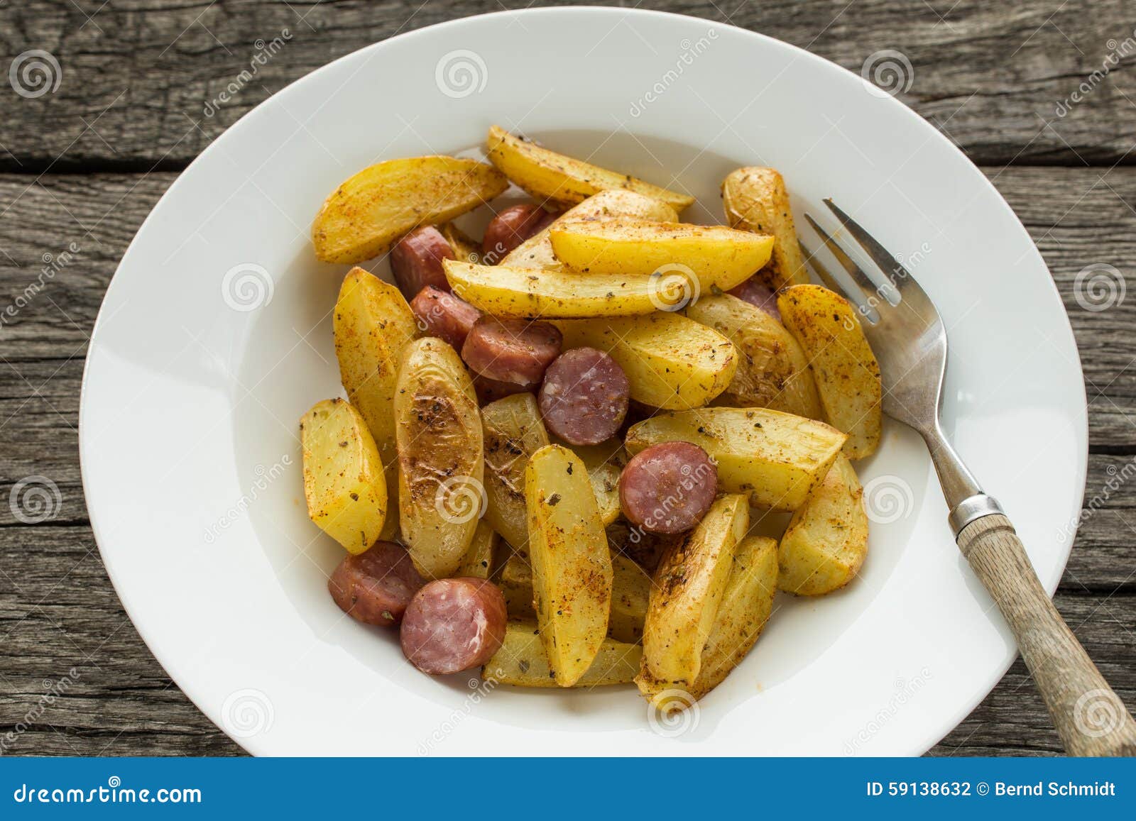 Top View Roasted Spiced Potatoes Stock Photo - Image of spices, fork ...