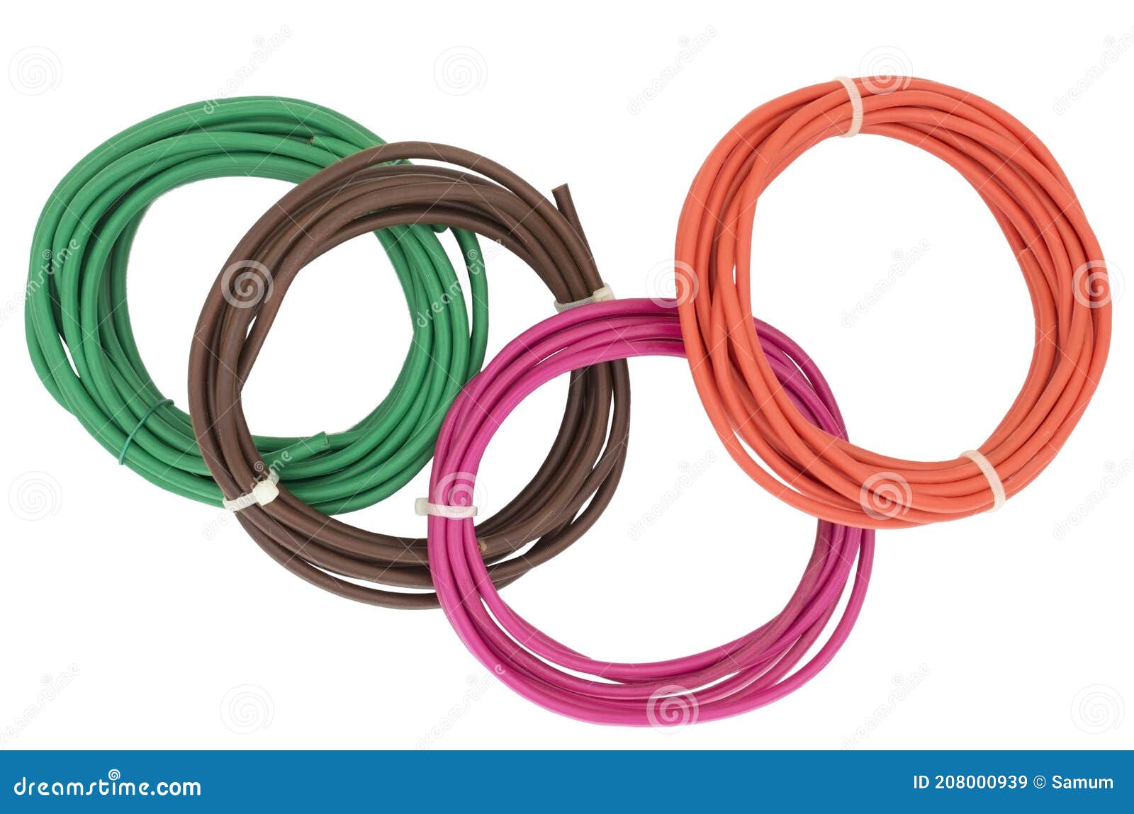 Top View of Rolled Cables Isolated on White Stock Image - Image of ...