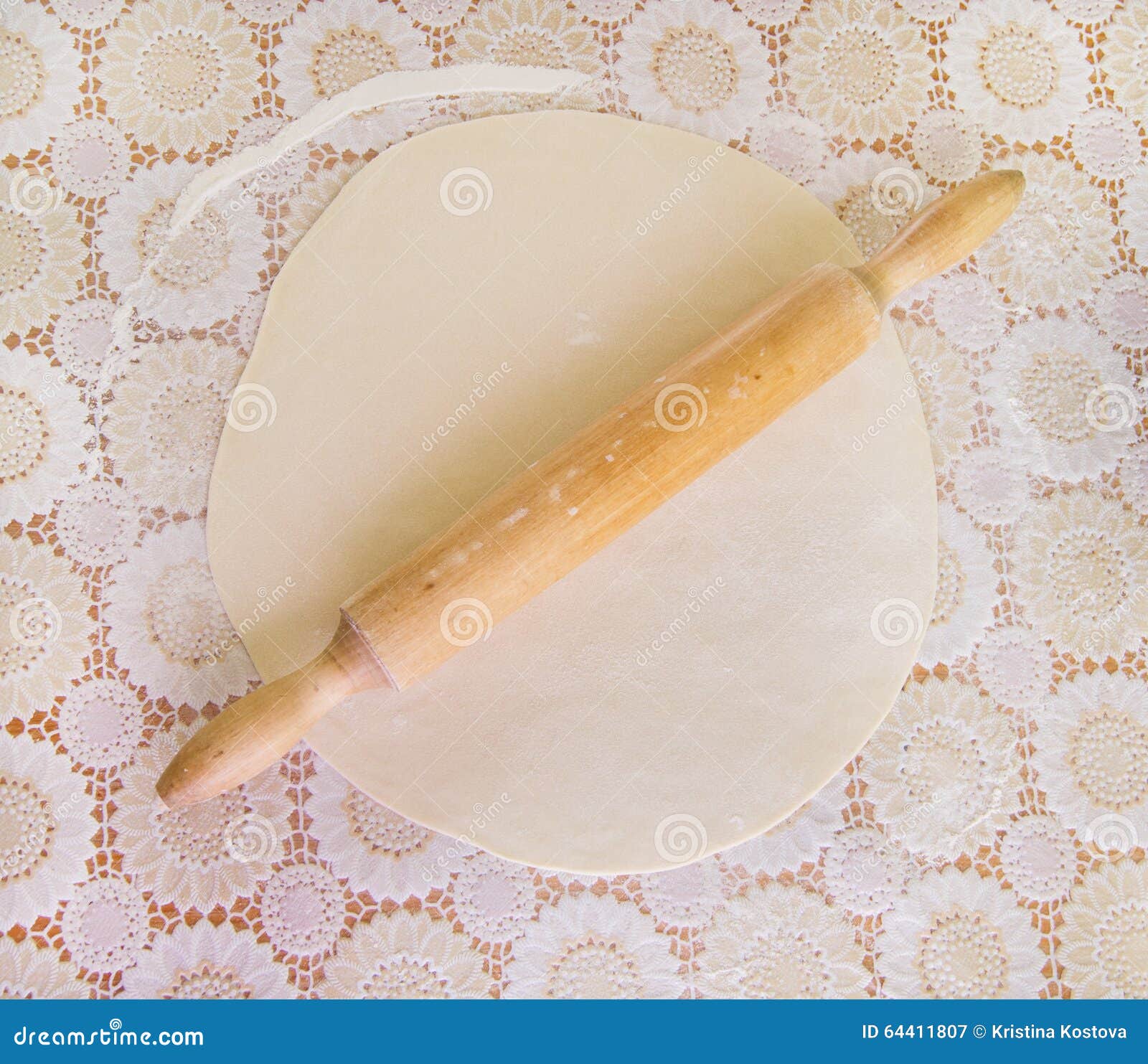 Top View of a Rolling Pin and Pastry on a Decorated Surface Stock Image ...