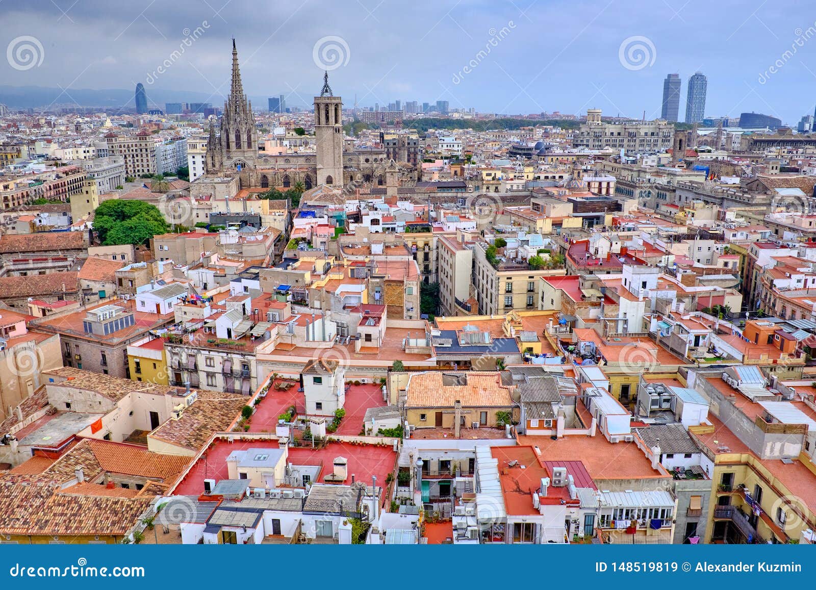 Top View of the Old Roofs of Barcelona Stock Image - Image of residence ...