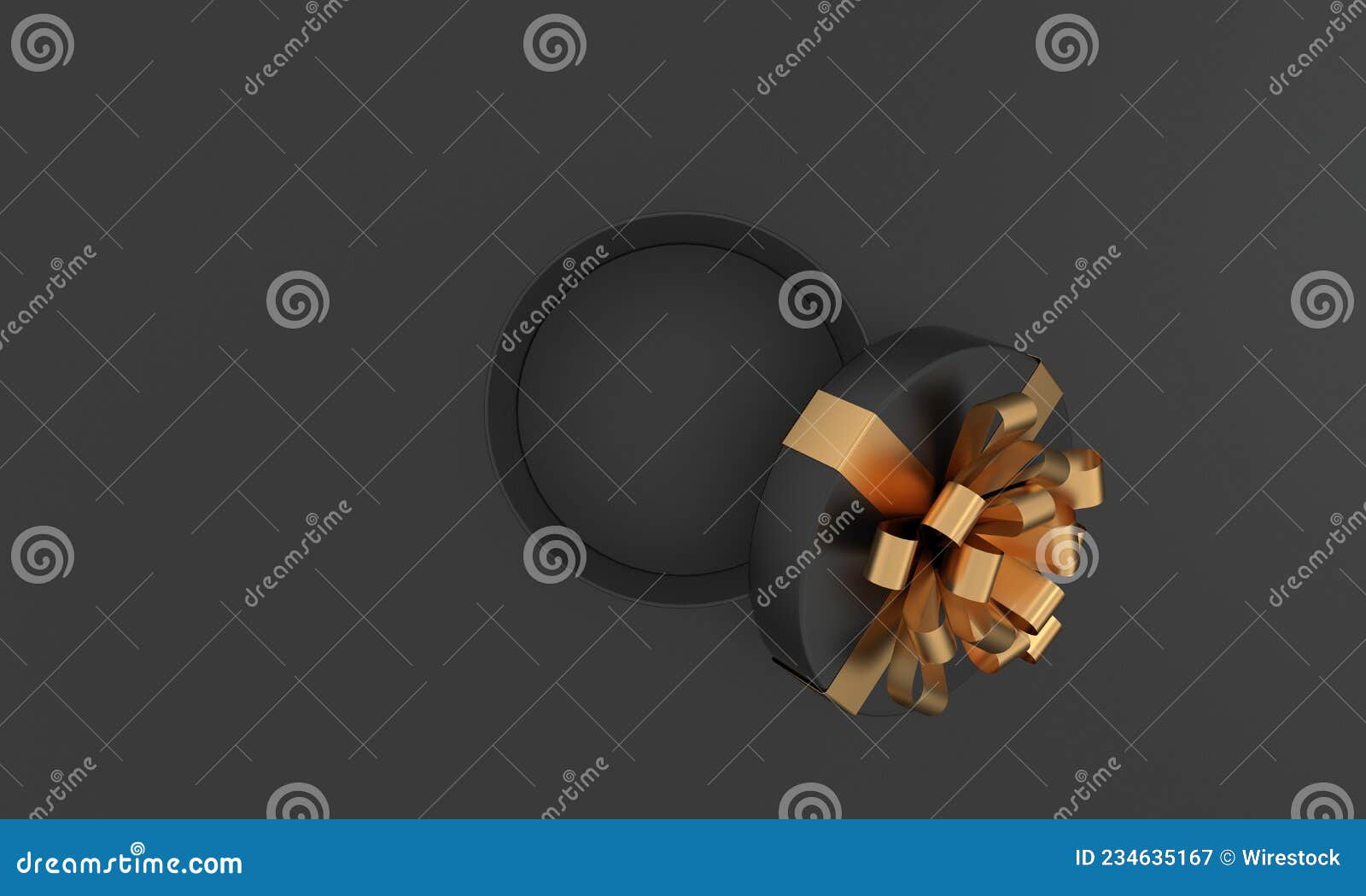 Top View of a Round Open Present Box on a Black Surface Stock Image ...