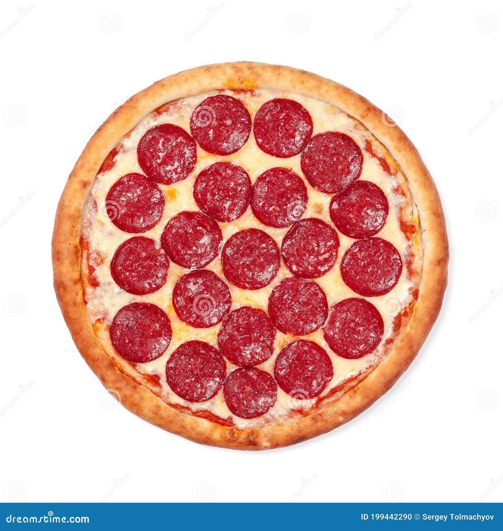 Top View of Round Pizza Isolated on White Stock Photo - Image of food ...