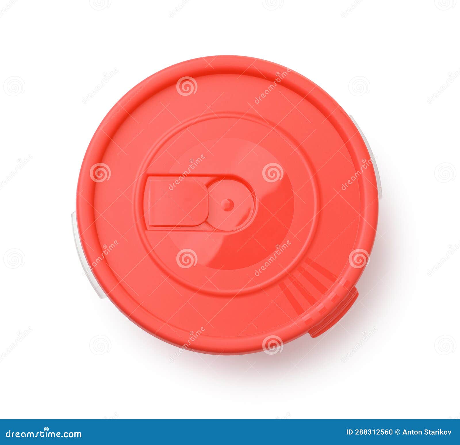 Top View of Round Plastic Food Container with Red Lid Stock Photo ...