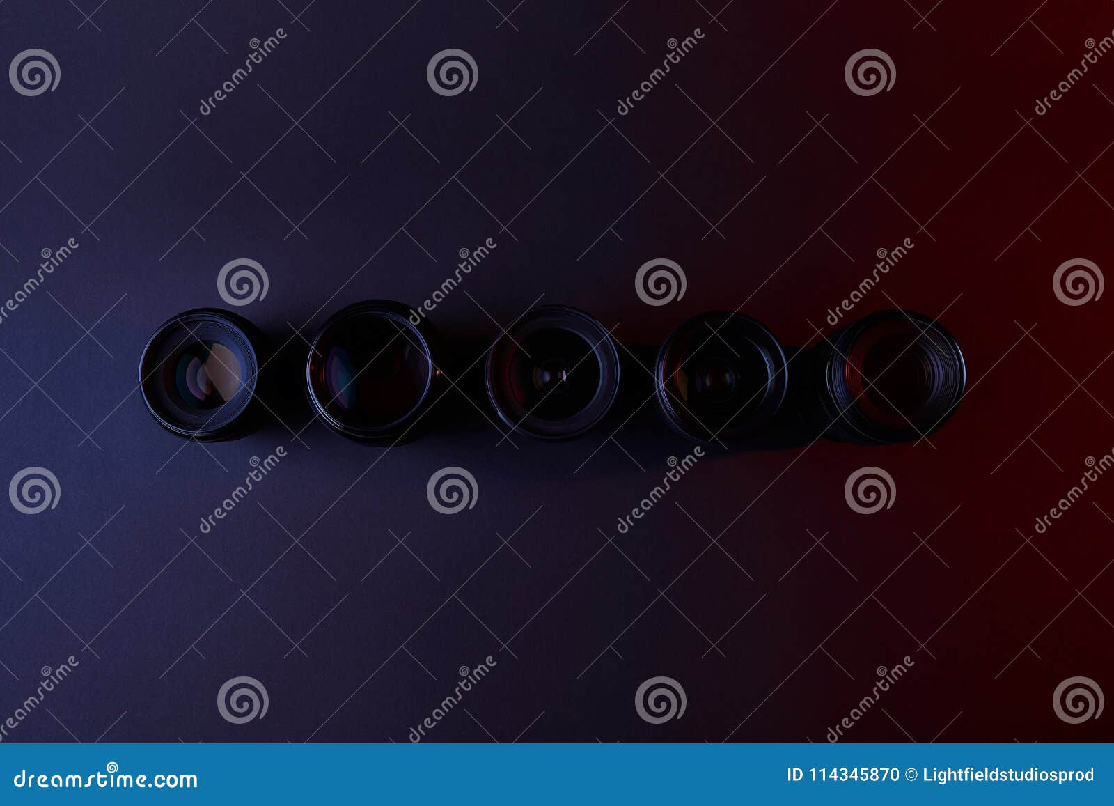 Top View of Row of Camera Lenses Stock Photo - Image of dark ...