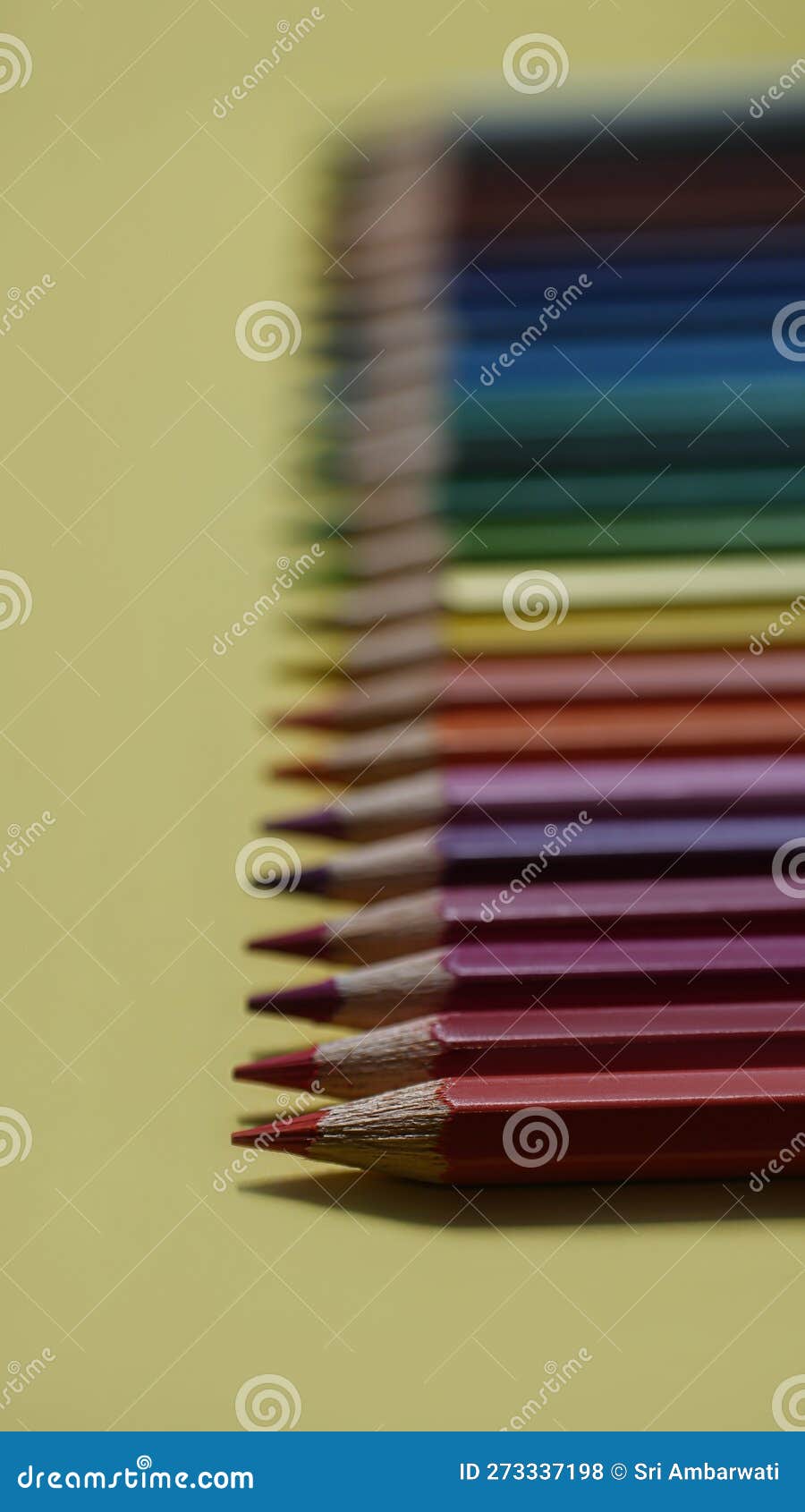 Top View of Colored Pencils Isolated on Yellow Background Stock Photo ...