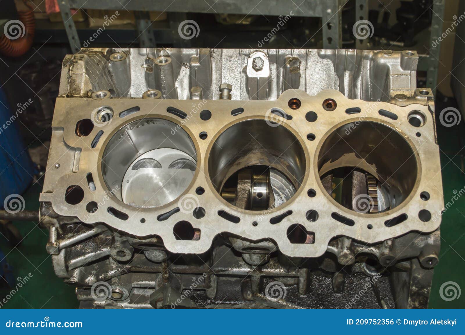 Top View of a Row of Cylinders with One New Piston Stock Photo - Image ...