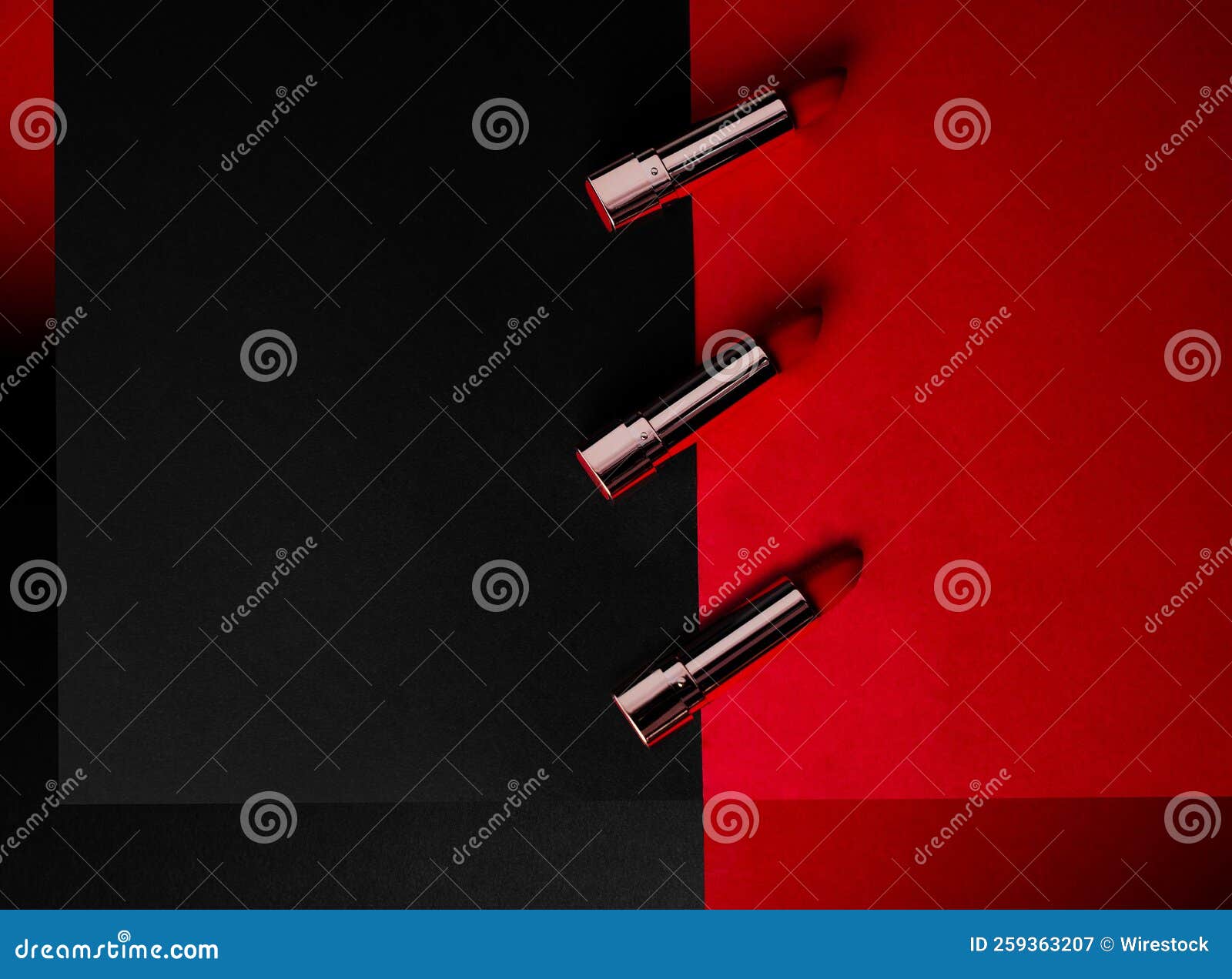 Top View of a Row of Open Red Lipsticks on a Red Black Surface Stock ...