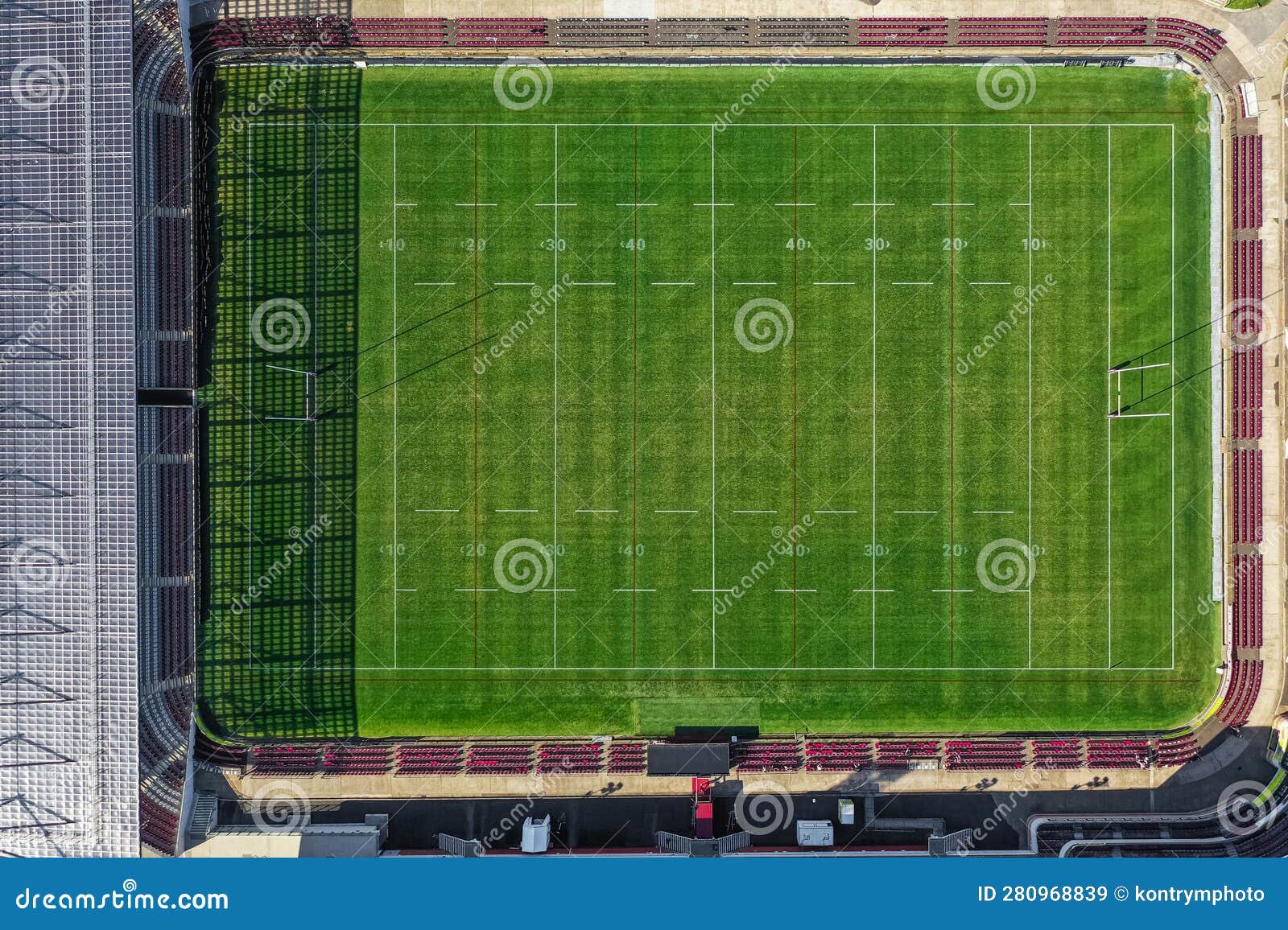 Top view of a rugby field stock image. Image of post - 280968839