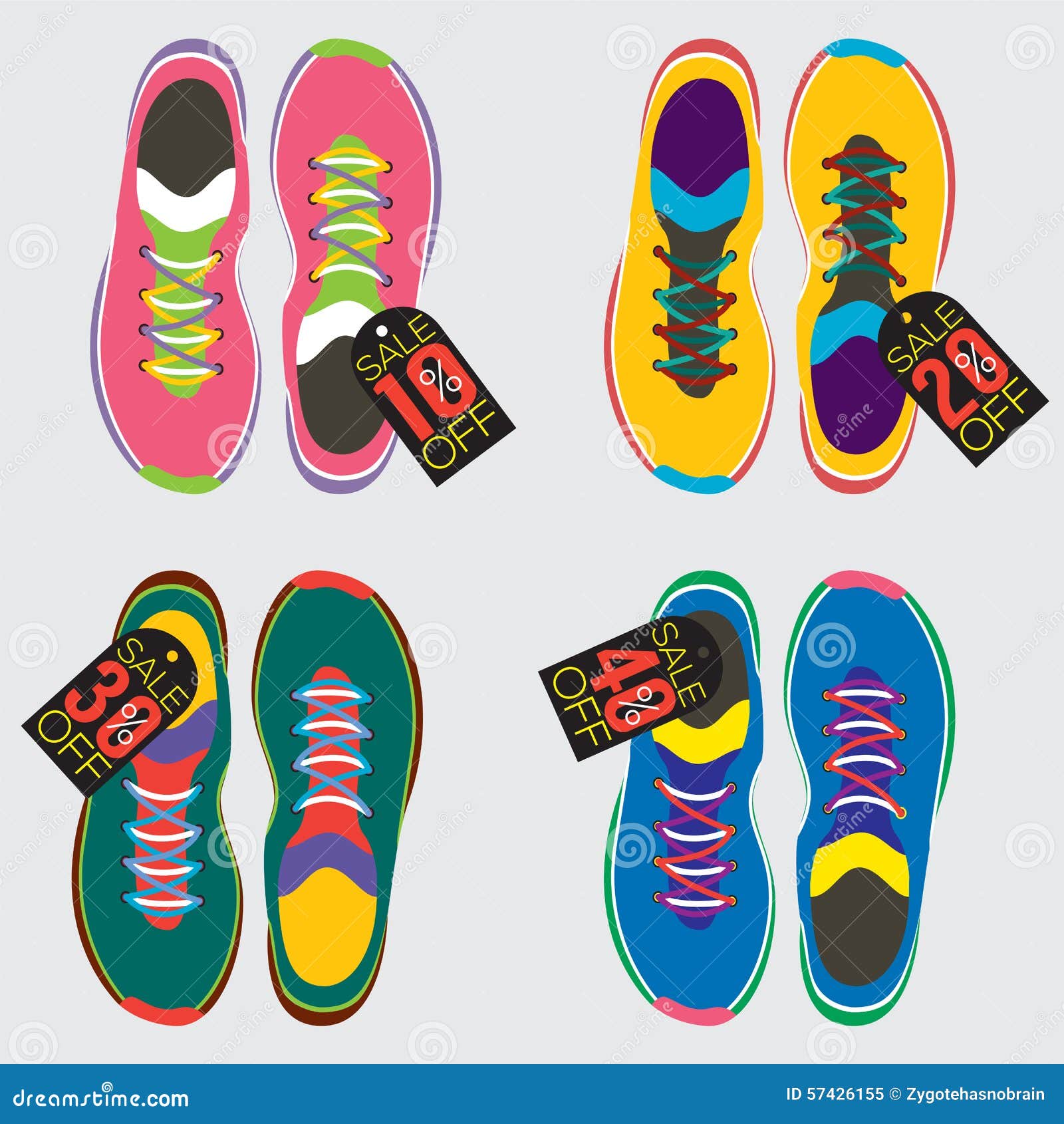 Top View of Running Shoes. stock vector. Illustration of gears - 57426155