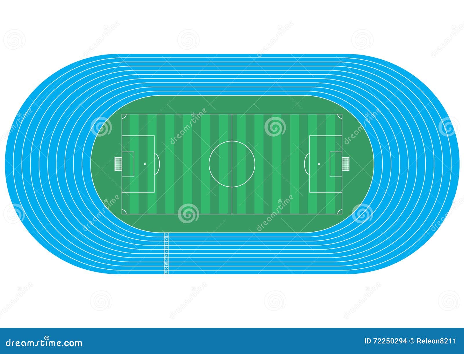 Top View of Running Track and Soccer Field. Stock Illustration ...