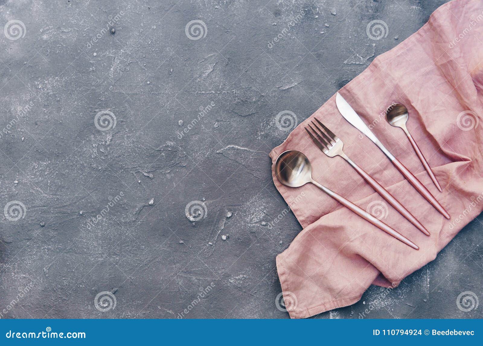 Top View of Rustic Silverware Stock Photo - Image of flatware, arranged ...