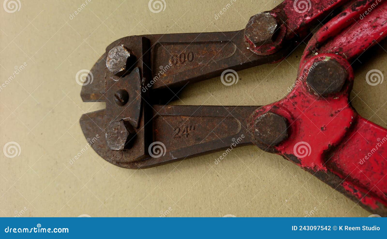 Top View of Rusty Bolt Cutters Against a Brown Background Stock Photo ...