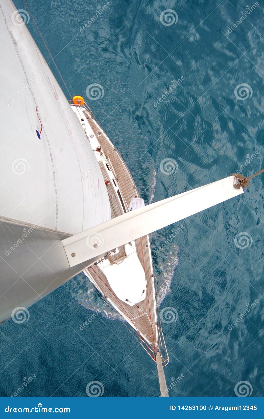 Top view of sailing boat stock photo. Image of navigation - 14263100