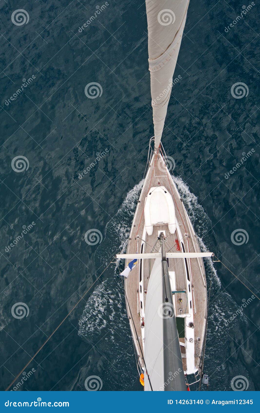 Top view of sailing boat stock photo. Image of navigating - 14263140