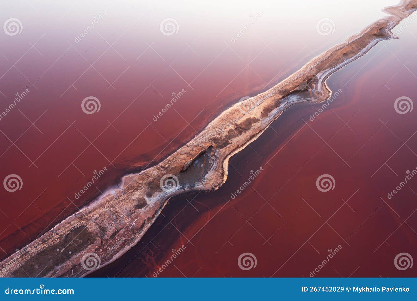Top View of the Salt-covered Shore of Pink Lake. Stock Image - Image of ...