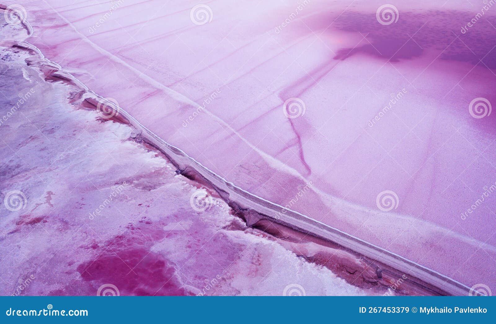 Top View of the Salt-covered Shore of Pink Lake. Stock Image - Image of ...