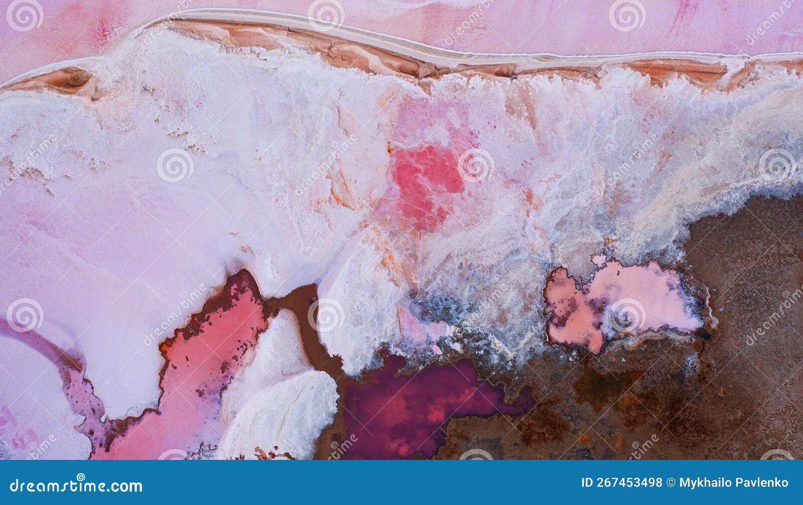 Top View of the Salt-covered Shore of Pink Lake. Stock Photo - Image of ...