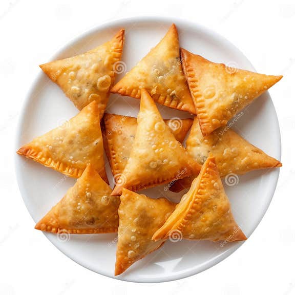 Top View of Samosas on a White Background Stock Photo - Image of ...