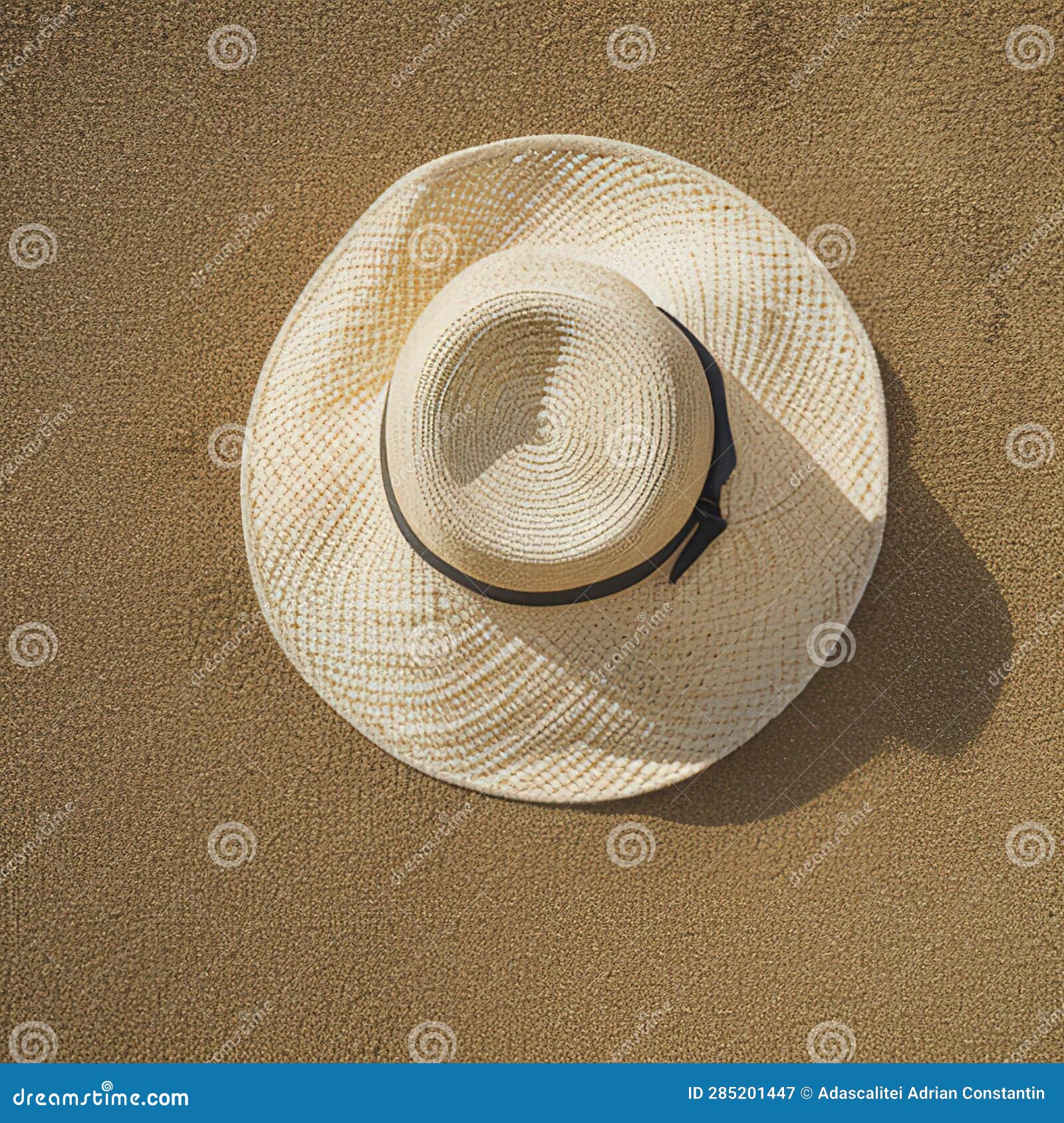 Top View of Sand Beach with Beach Hat Stock Illustration - Illustration ...