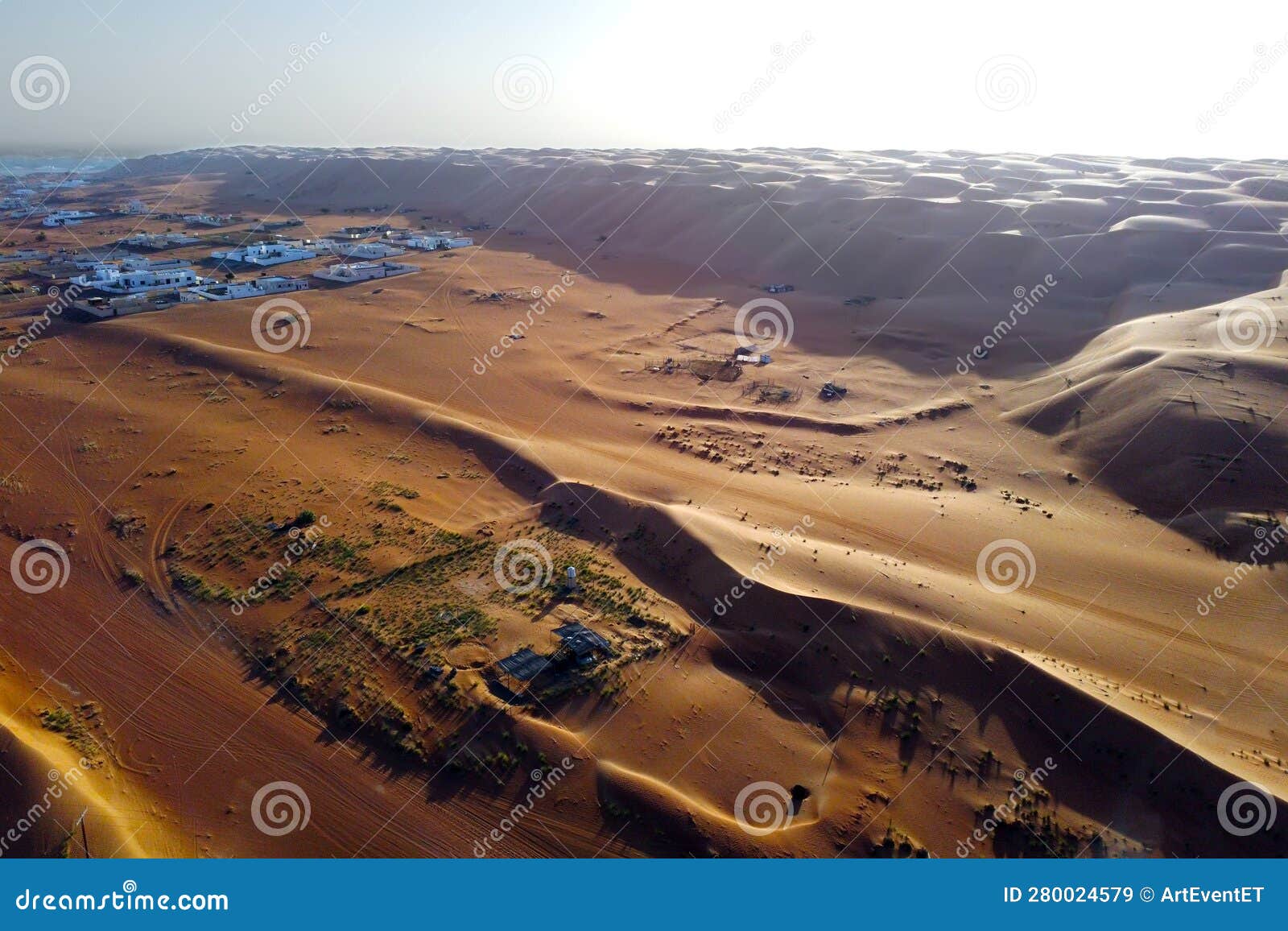 Top View of Sand Dunes with Sparse Trees on a Hot Sunny Day. Sultanate ...