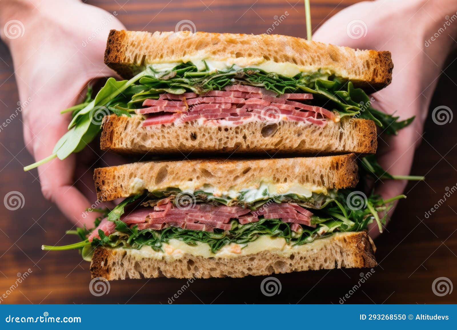 A Top View of a Sandwich Cut in Half Stock Photo - Image of tomato ...