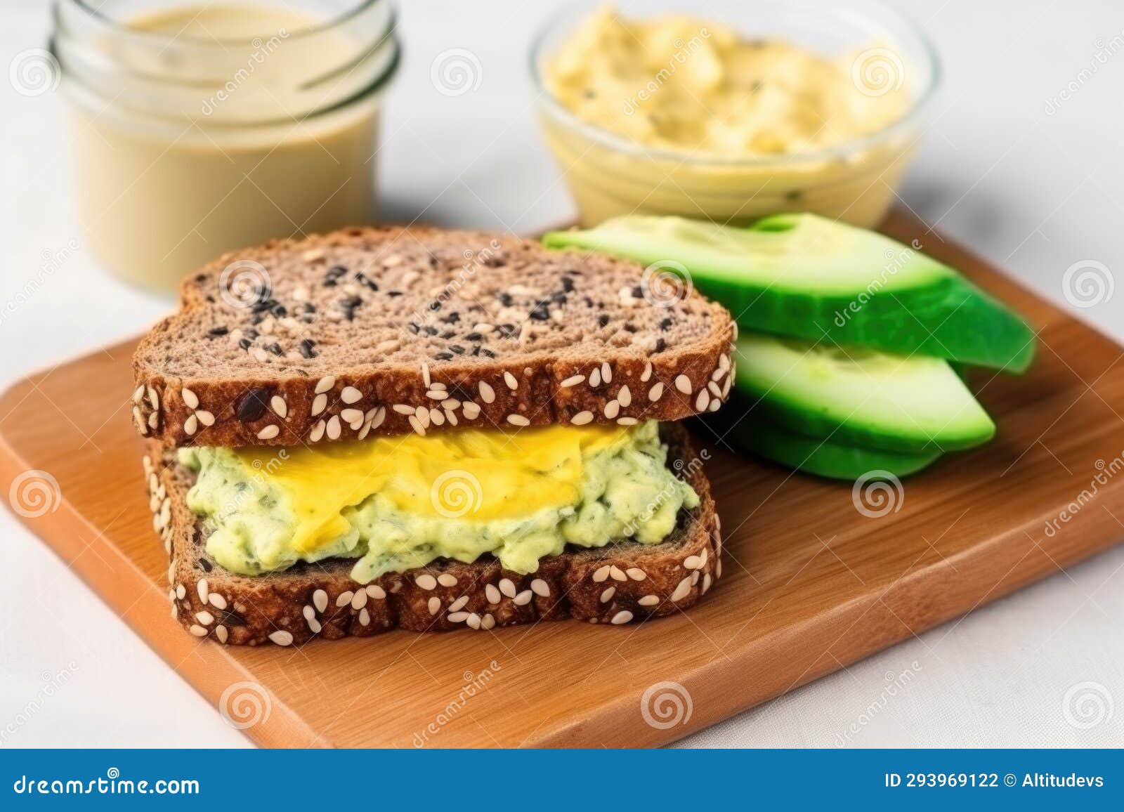 Top View of Sandwich with Mustard Spread on Multi-grain Bread Stock ...