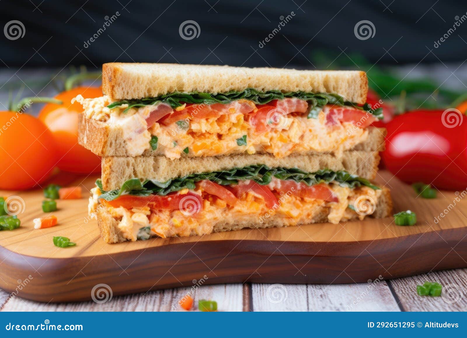 Top View of a Sandwich with Spicy Mayo and Cut Tomatoes Stock Image ...