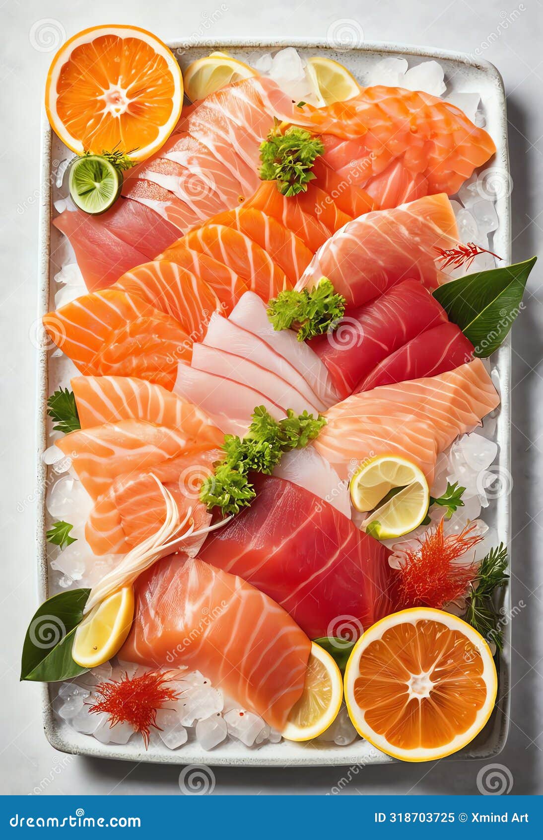 Top View of Sashimi Platter on White Background Stock Illustration ...