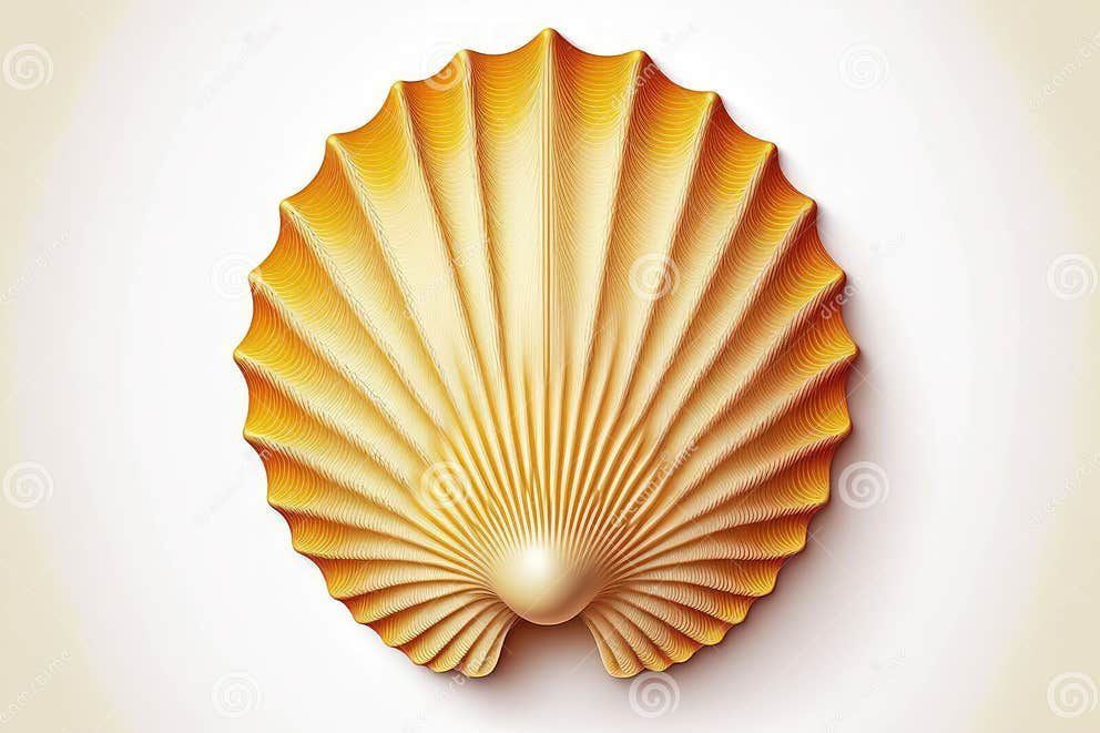 Top View of a Scallop Shell, White Background Stock Illustration ...