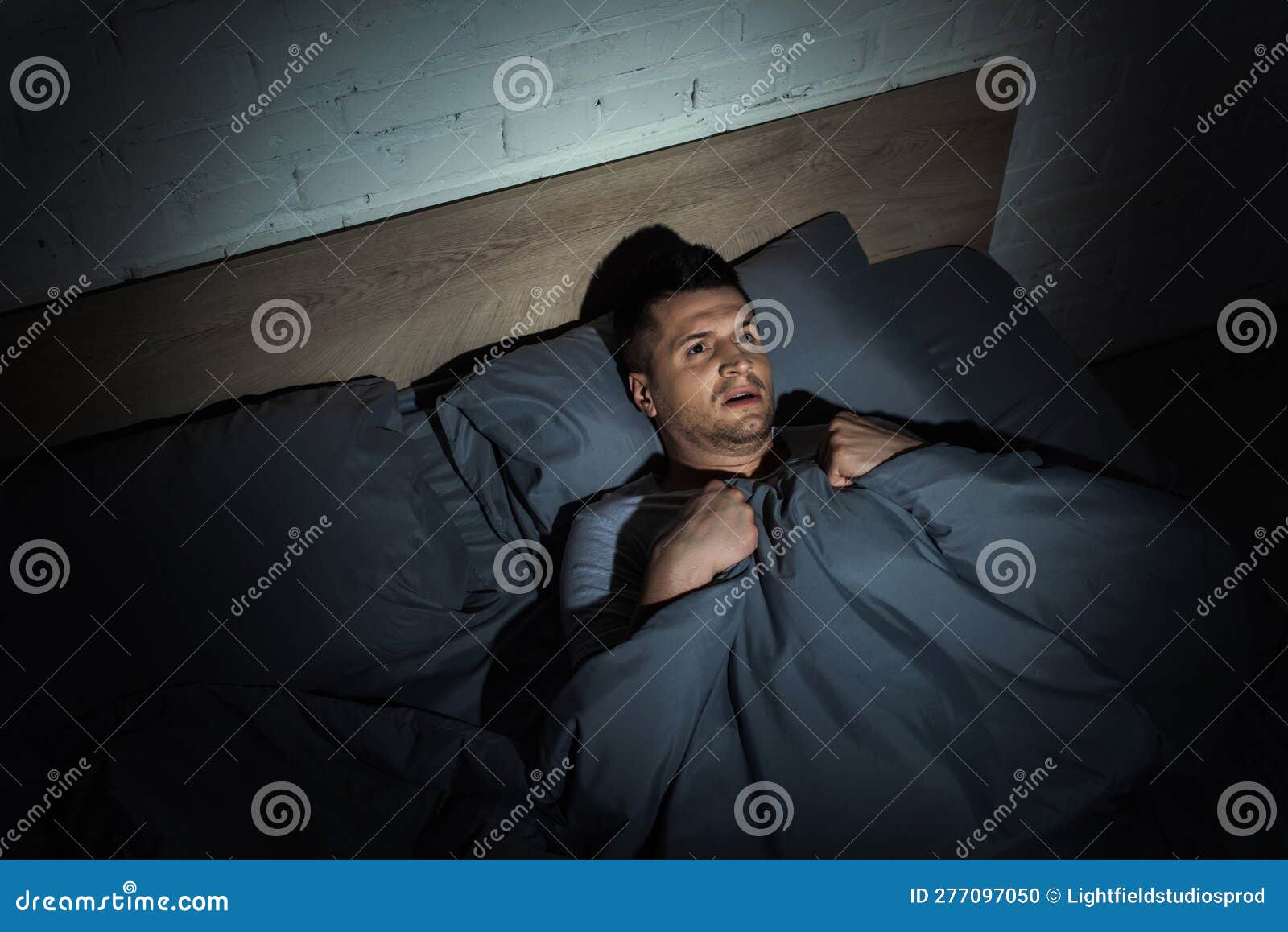 Top View of Scared Man Suffering Stock Photo - Image of suffer, alone ...