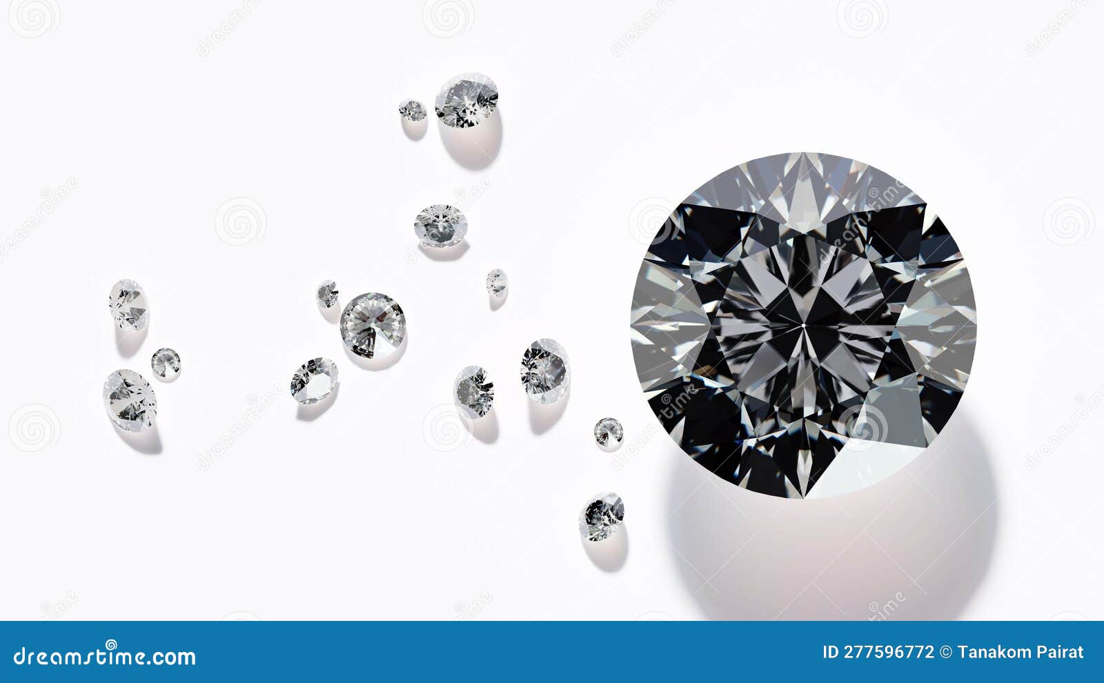 Top View of Scattered Diamond Clusters on White Background with Studio ...