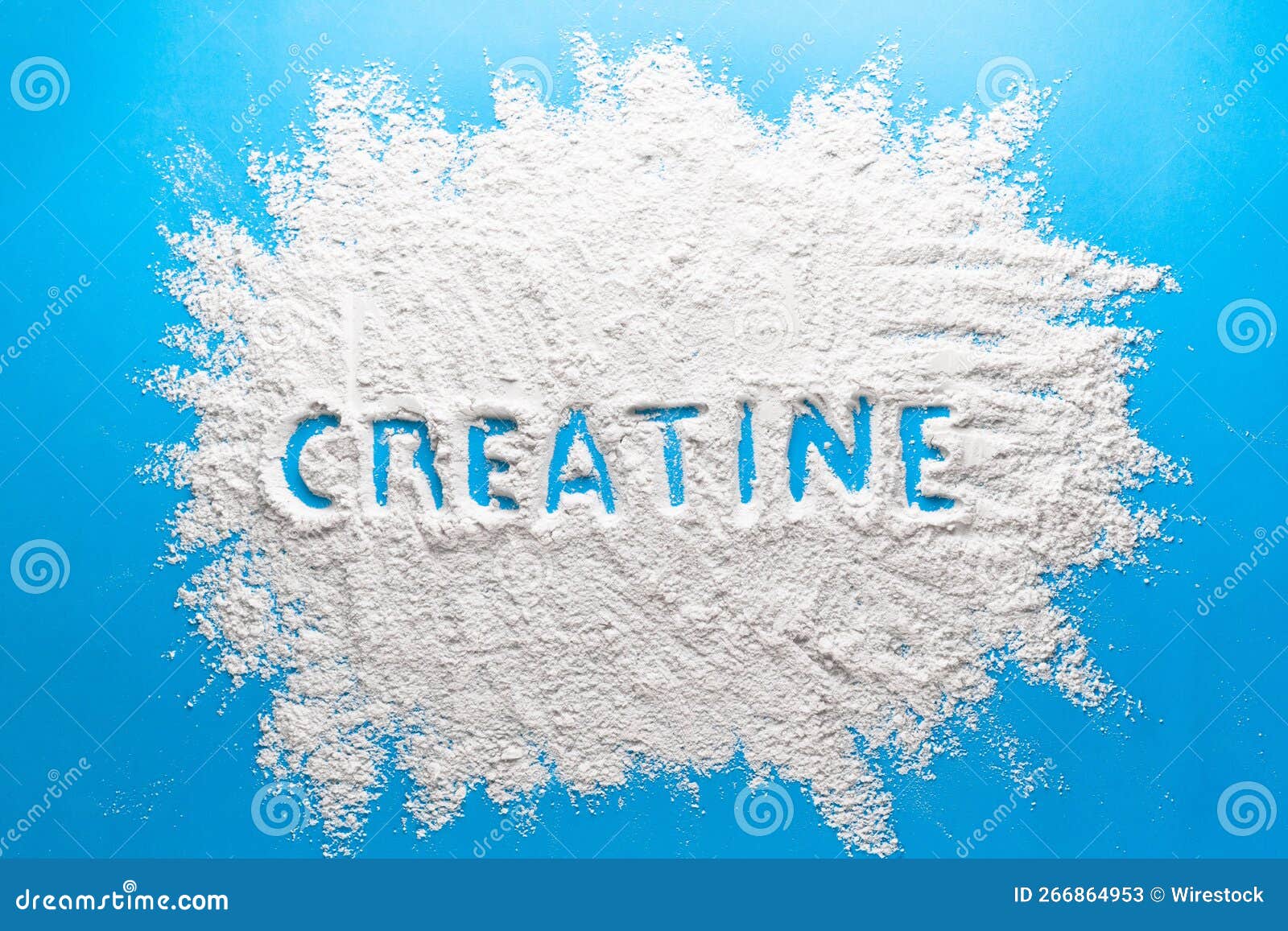 Top View of Scattered Powder with the Word "creatine" Written on it on ...