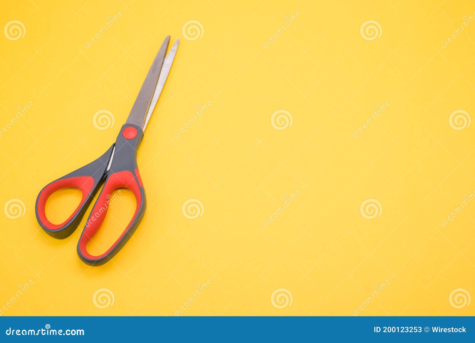 Top View of Scissors Isolated on a Yellow Background Stock Image ...
