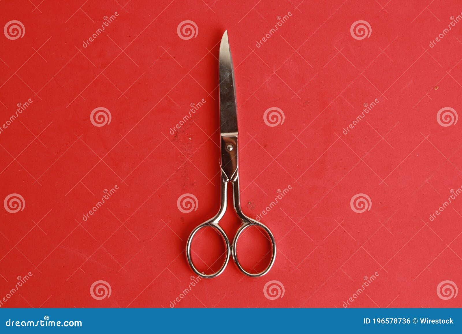 Top View of the Scissors on the Red Surface Stock Photo - Image of ...