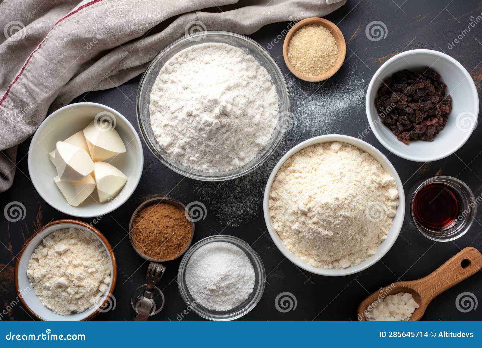 Top View of Scone-making Process with Ingredients and Tools Stock Photo ...