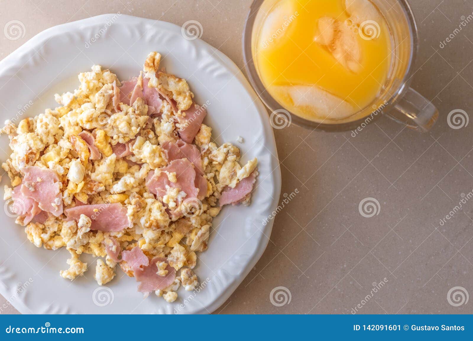 Top View of Scrambled Eggs and Orange Juice Stock Image - Image of ...