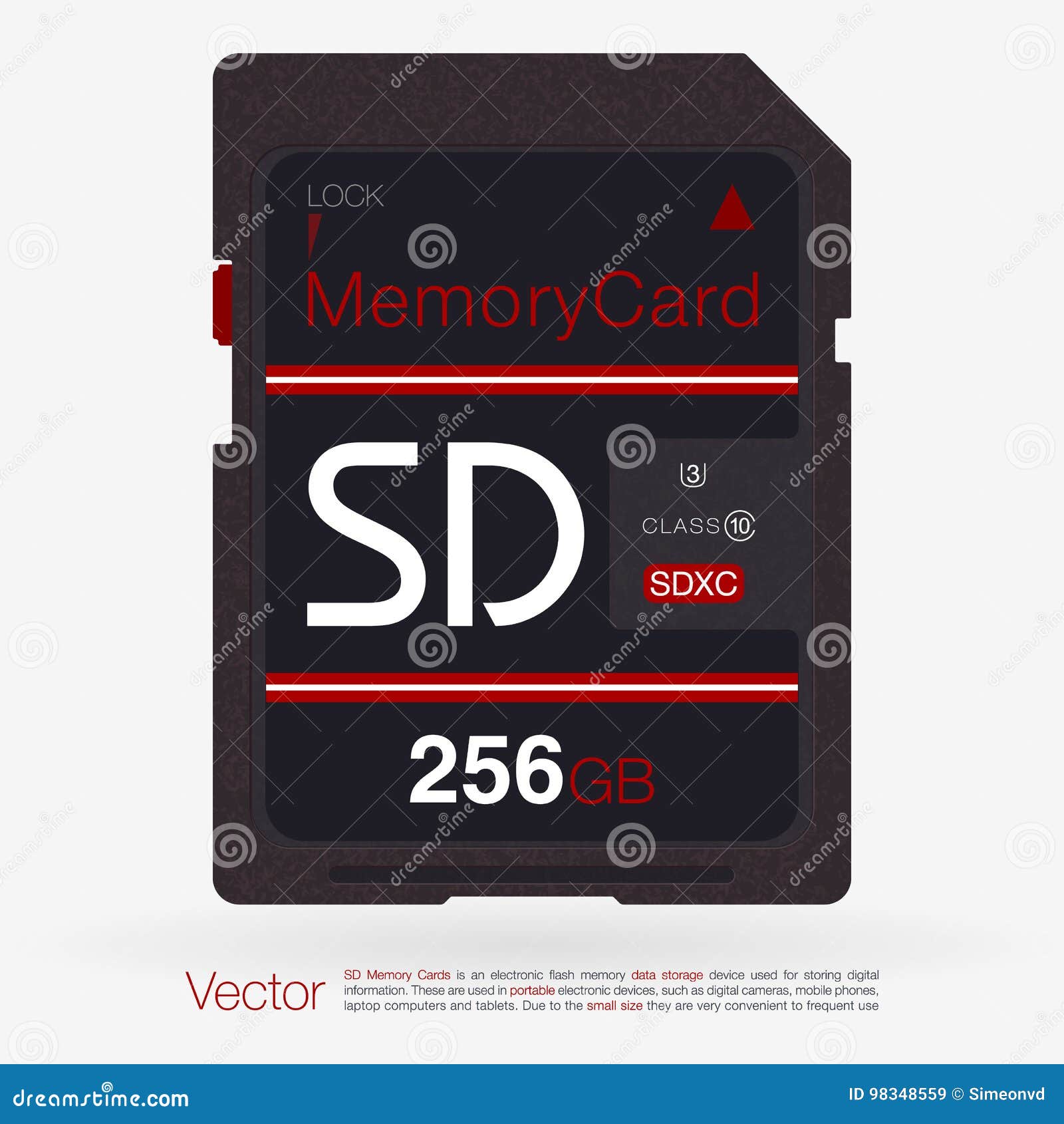 Top View SD Memory Card. Memory Chip Isolated Stock Vector ...
