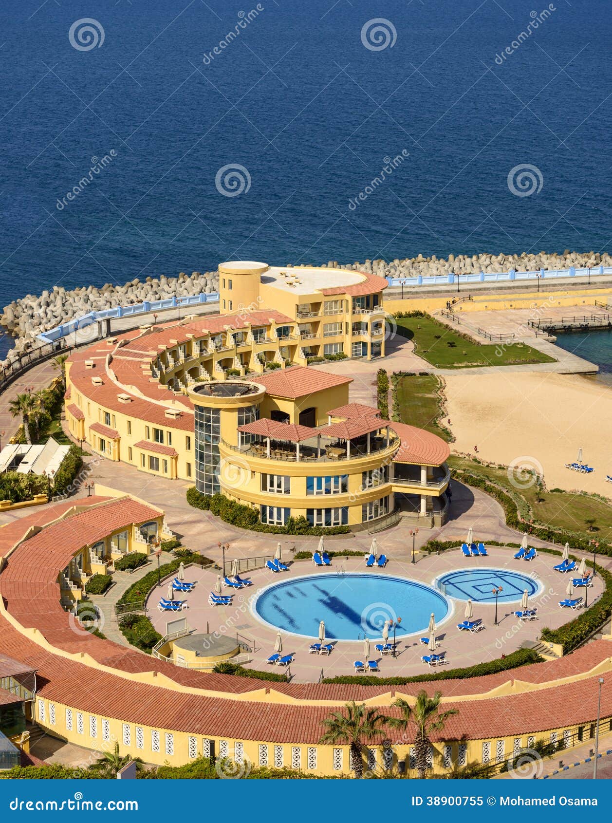 Top View of Sea Hotel Swimming Pool Stock Image - Image of ocean ...