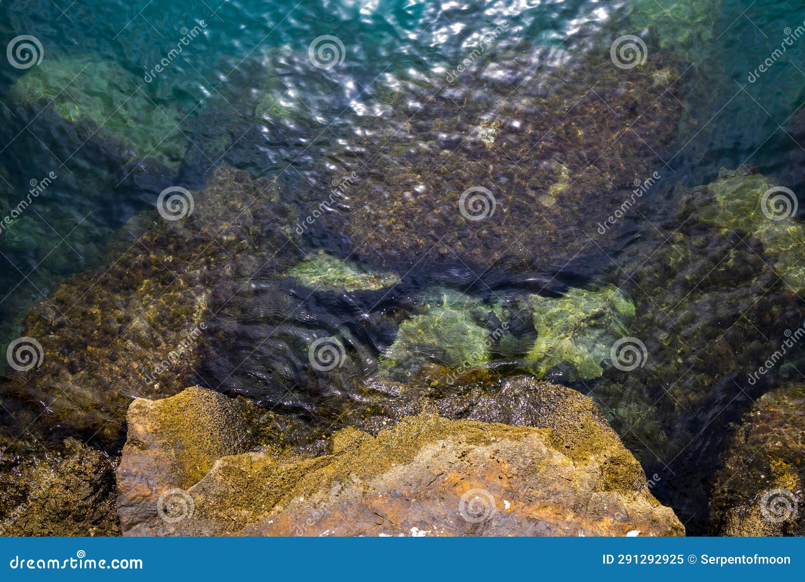 Top View on Sea Water with Underwater Stones Stock Image - Image of ...