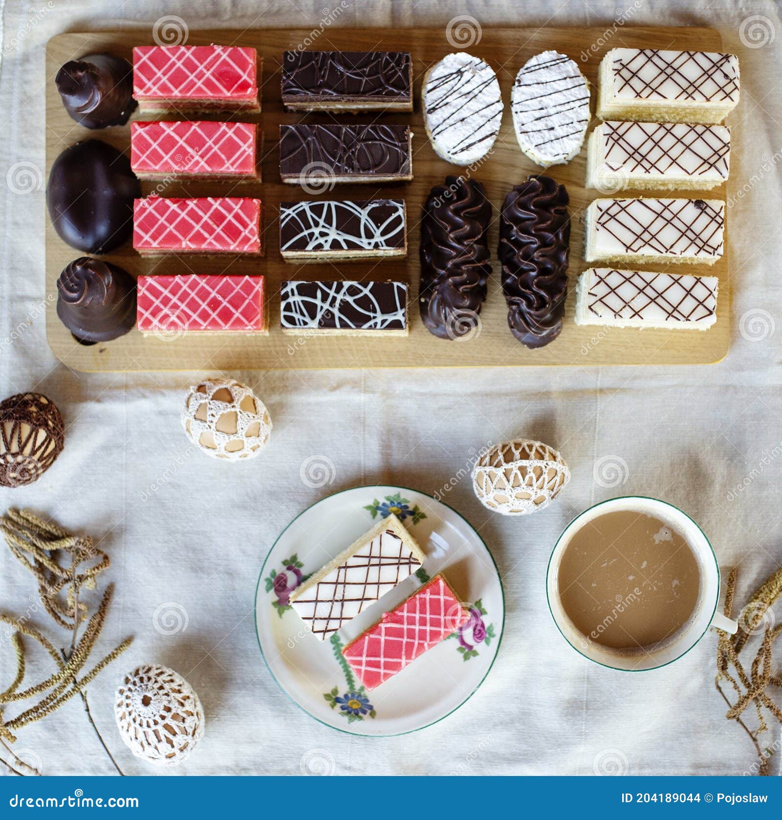 Top View of Selection of Colorful and Delicious Cake Desserts on Tray ...