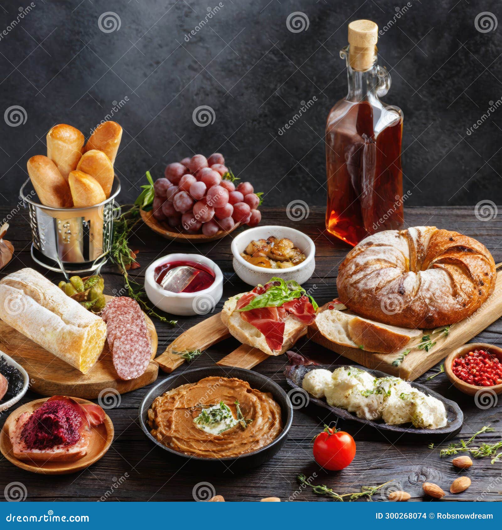 Top View of a Selection of Tasty Food Items Presented in Buffet Form on ...