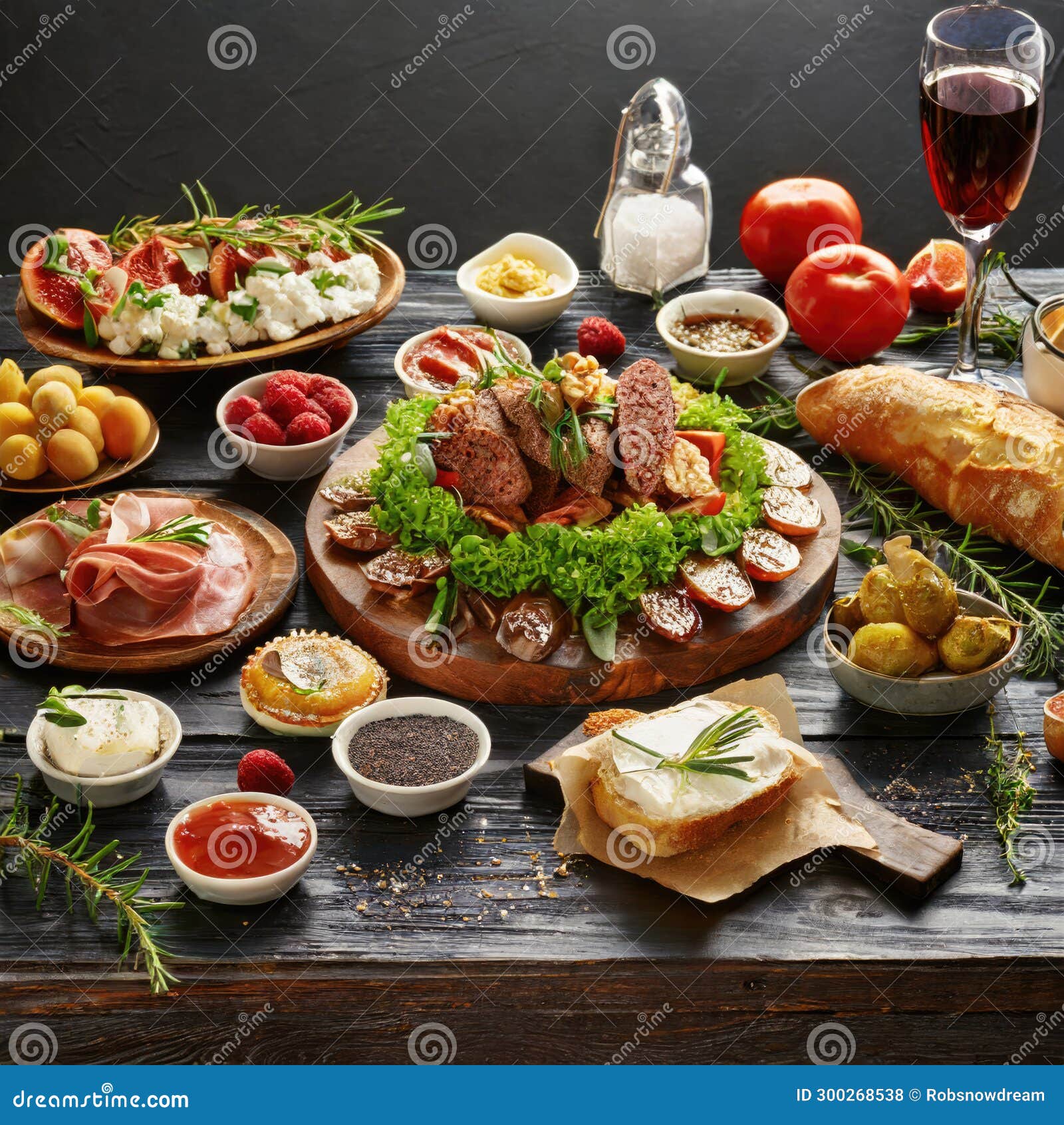 Top View of a Selection of Tasty Food Items Presented in Buffet Form on ...