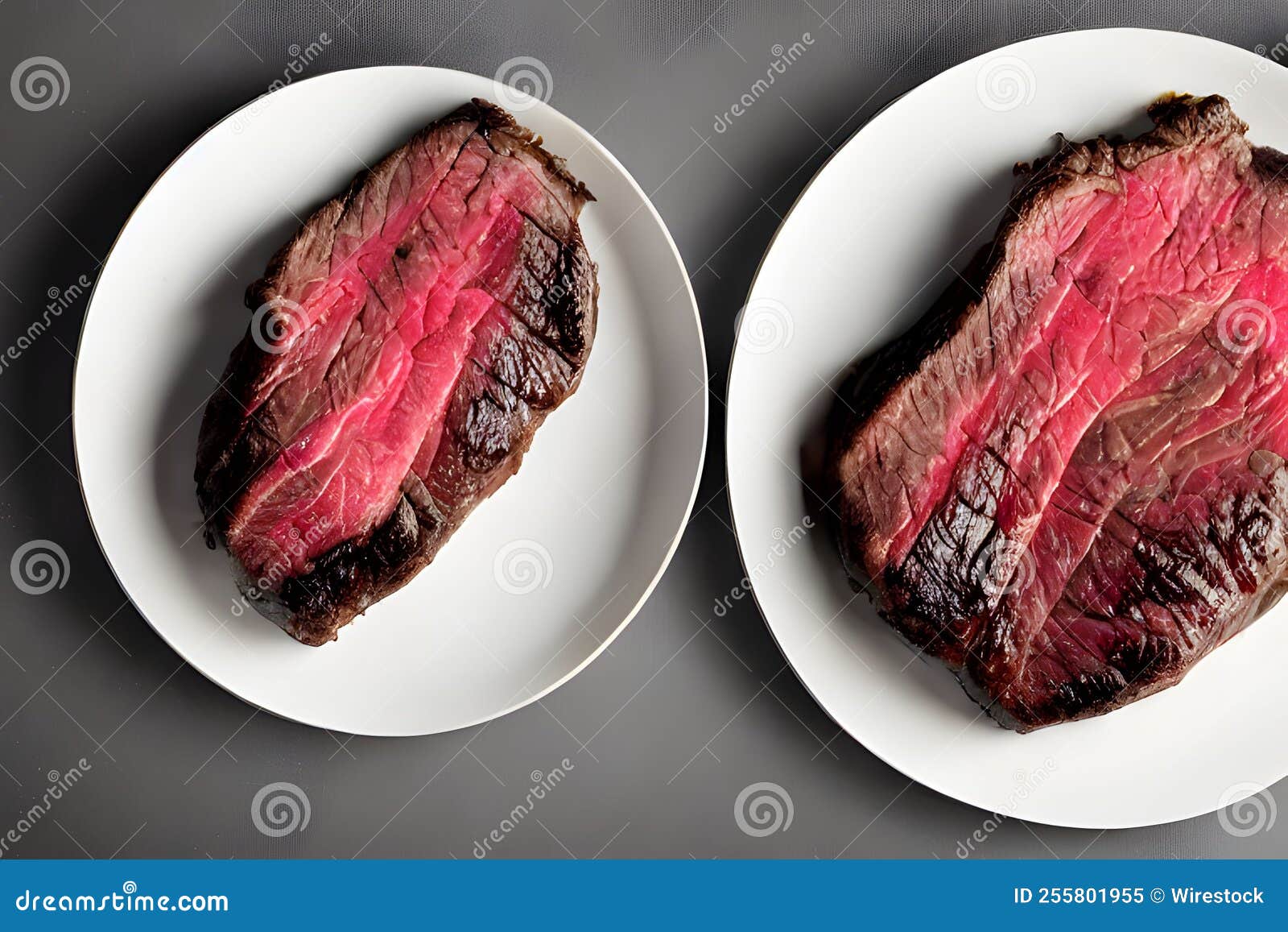 Top View of Servings of Medium Done Stakes Stock Image - Image of wood ...