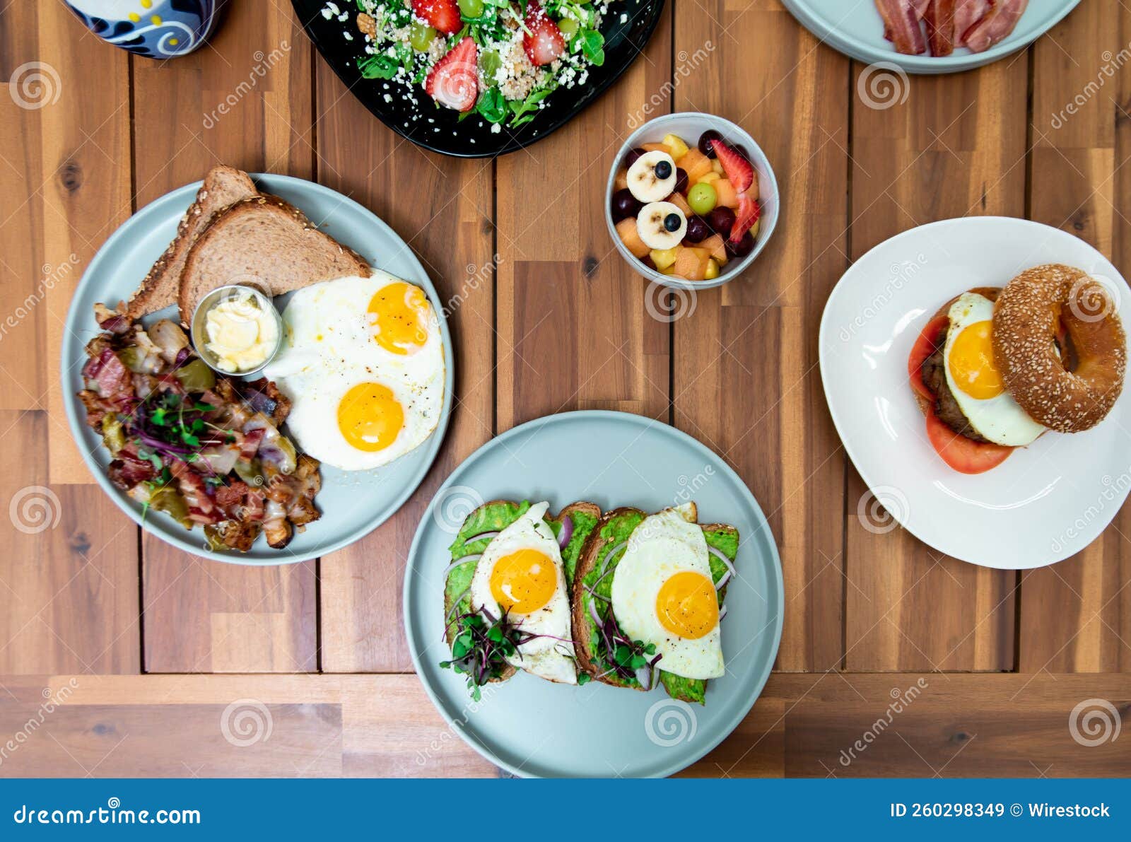 Top View of a Set of Different Dishes on a Table Stock Image - Image of ...