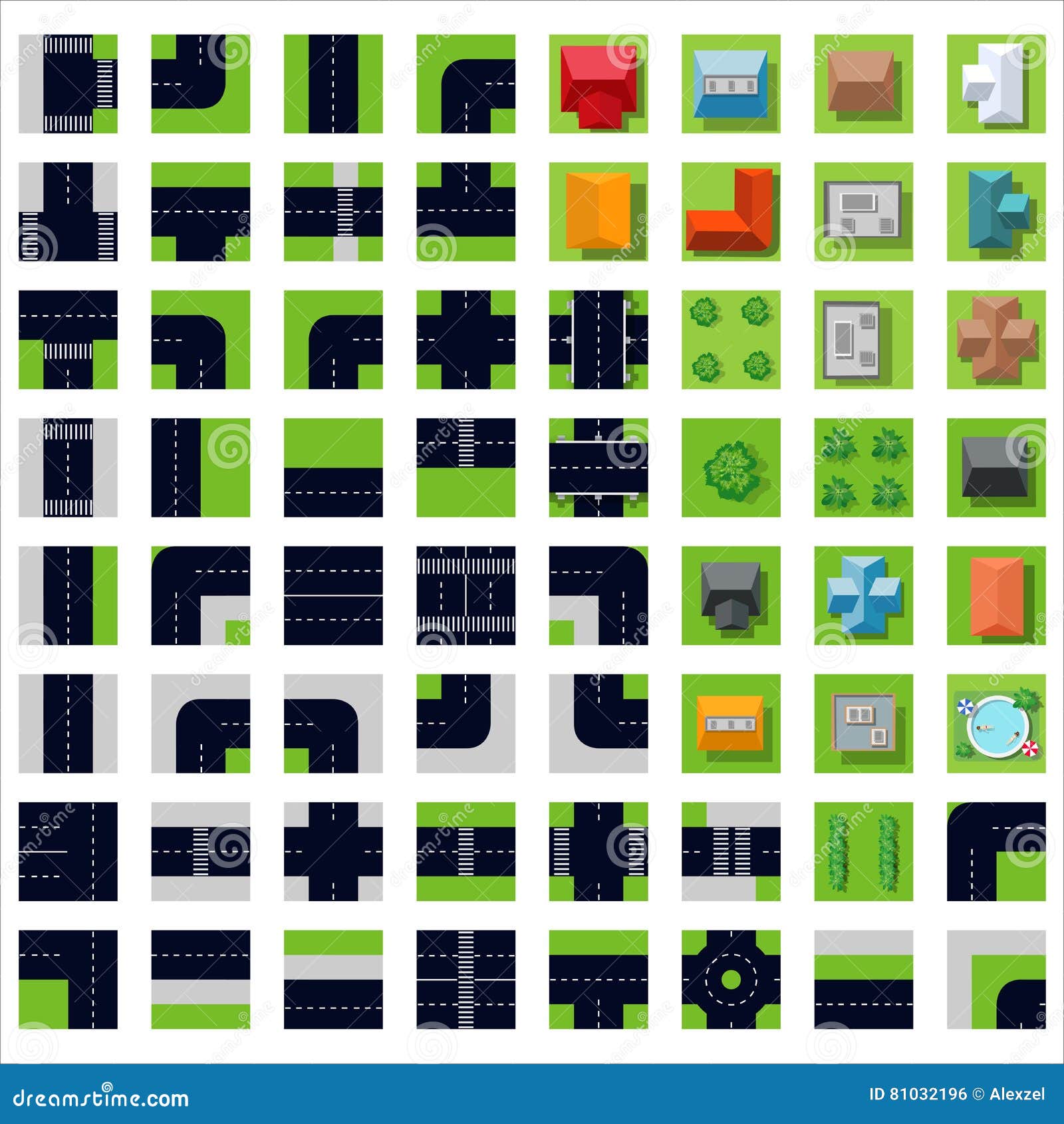 Top view Set icons stock vector. Illustration of junction - 81032196