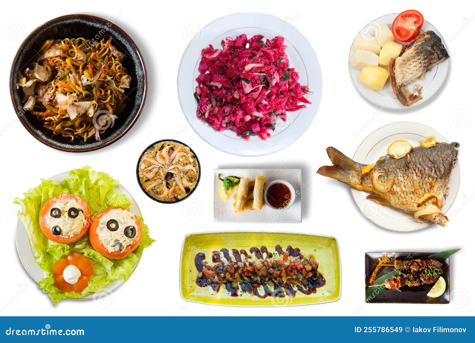 Top view of set of meals stock image. Image of dish - 255786549