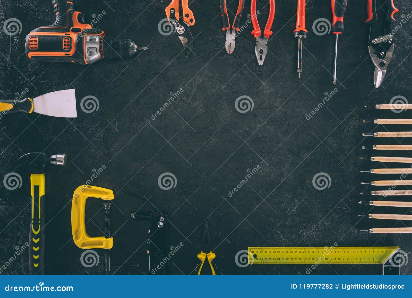 Top View of Set of Mechanical Equipment Stock Photo - Image of work ...