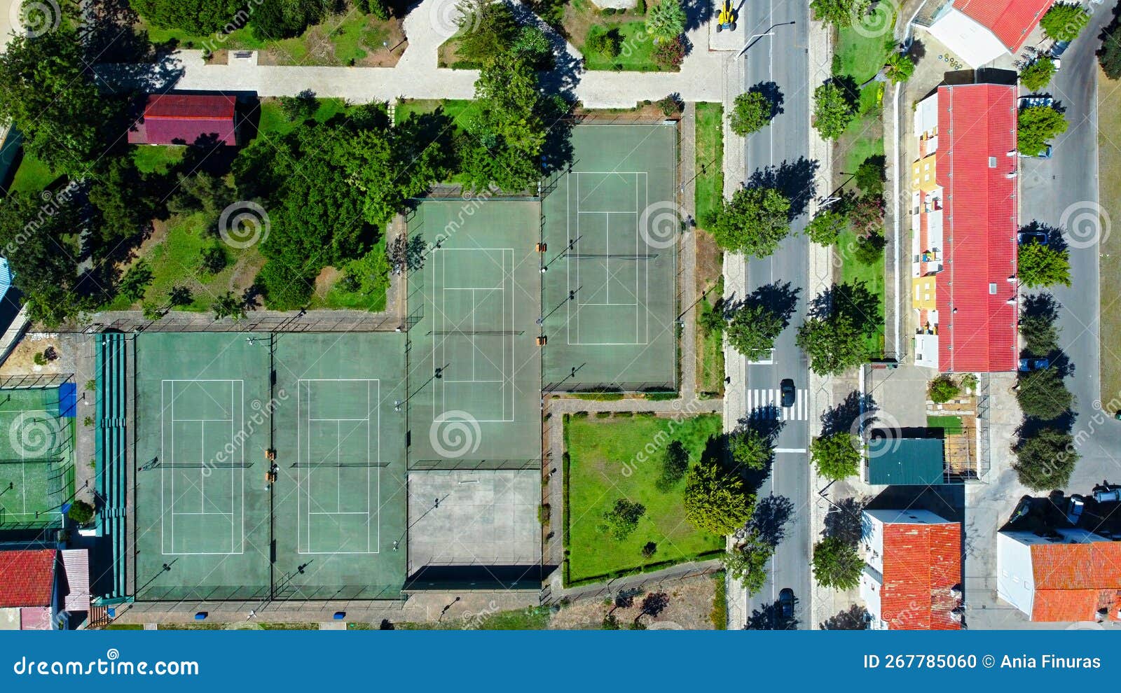 Top View of Several Green Tennis Courts Stock Photo - Image of light ...